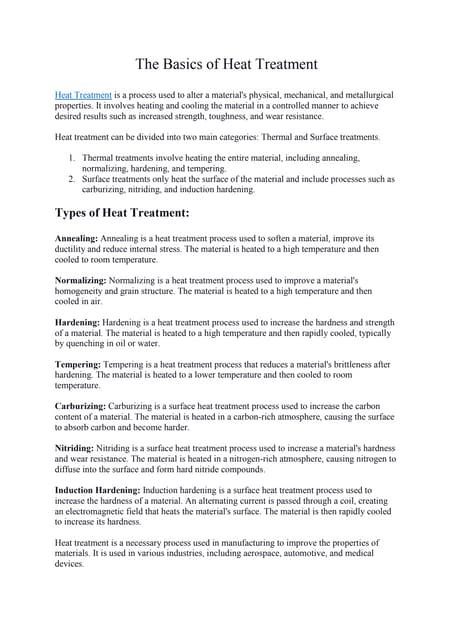 Presentation on Heat Treatment of Metals | PPTX | Chemistry | Science