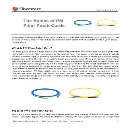 The Basics of PM Fiber Patch Cords | PDF
