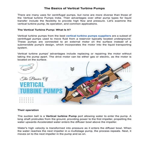 The Basics of Vertical Turbine Pumps | PDF