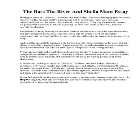 The Bass The River And Sheila Mant Essay | PDF