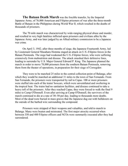 The Fall of Bataan | PPTX | Death, Injury, or Military Conflict ...