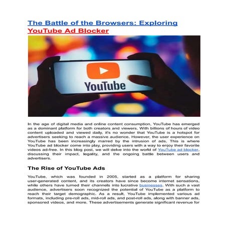 The Battle of the Browsers-Exploring YouTube Ad Blocker | PDF