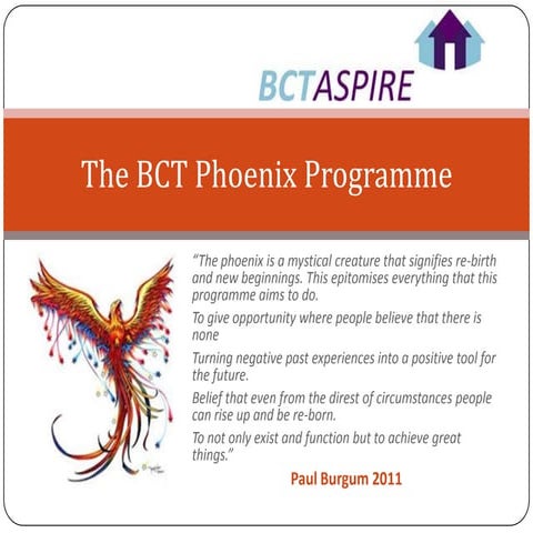 The BCT Phoenix Programme | PPTX | Mental Health | Diseases and Conditions