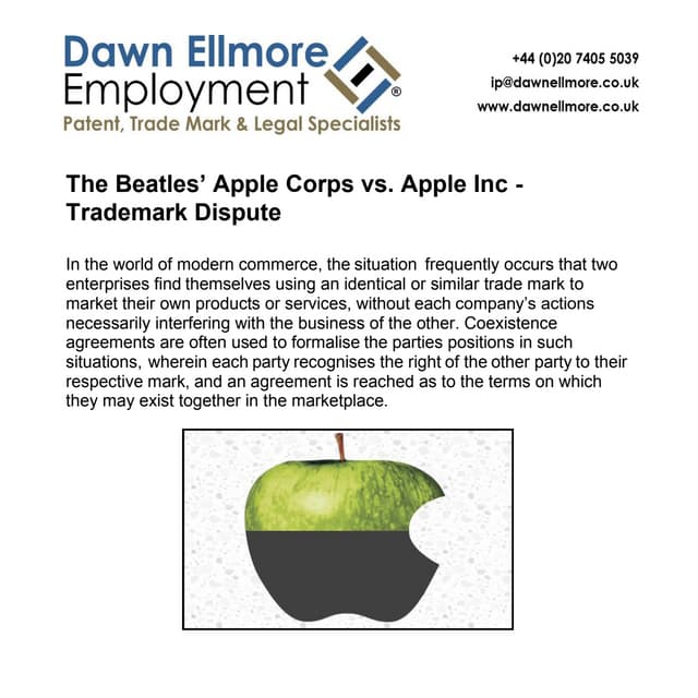 The Beatles’ Apple Corps vs. Apple Inc - Trademark Dispute | PDF