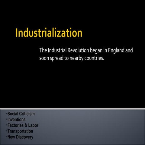 The beginnings of industrialization | PPT