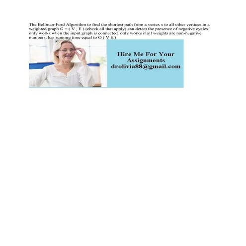 The Bellman Ford Algorithm To Find The Shortest Path From A Vertex S T Docx