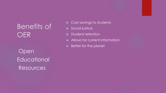 Benefits to OER | PPTX