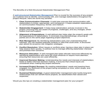 The Benefits of a Well-Structured Stakeholder Management Plan.docx