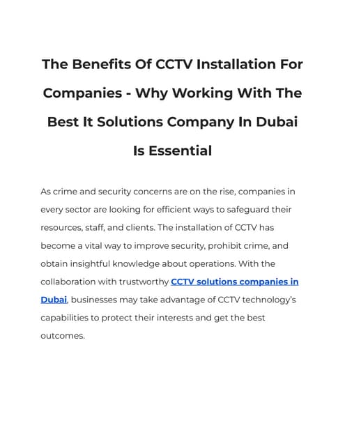 Proposal to supply, installation and testing of CCTV Camera | PDF | IT ...