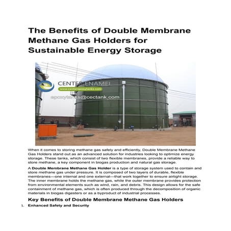 The Benefits of Double Membrane Methane Gas Holders for Sustainable ...