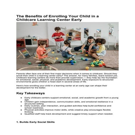 The Benefits of Enrolling Your Child in a Childcare Learning Center Early.docx