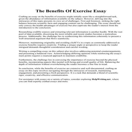 The Benefits Of Exercise Essay. benefits of exercise essay in urdu | PDF