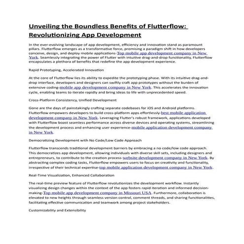 The benefits of Flutterflow - Avigma Tech LLC | PDF