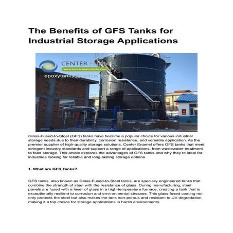 The Benefits of GFS Tanks for Industrial Storage Applications.docx ...