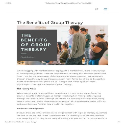 The Benefits of Group Therapy | PDF