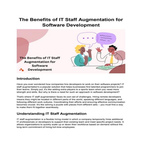 The Benefits of IT Staff Augmentation for Software Development | PDF | Cloud Computing | Internet