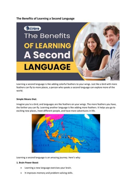 13 benefits of learning a second language | PDF