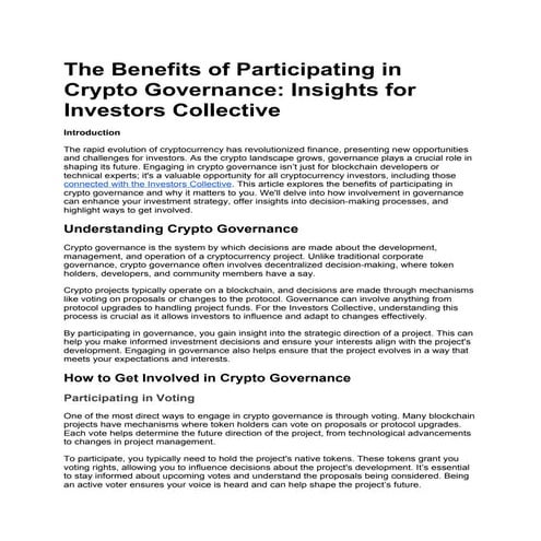 The Benefits of Participating in Crypto Governance_ Insights for ...