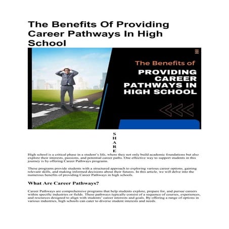 15 Benefits Of Providing Career Pathways In High School | Future ...