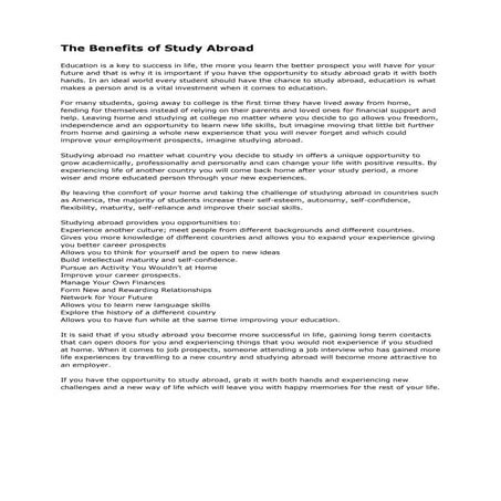 The benefits of study abroa1 | PDF