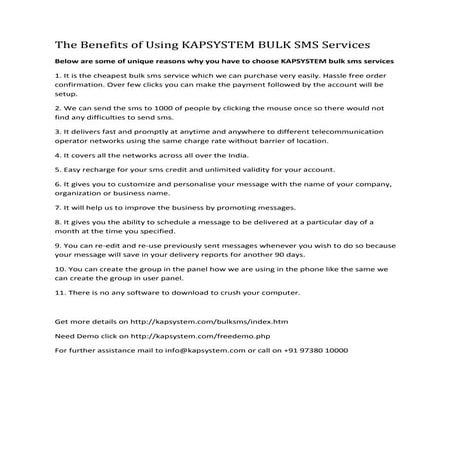 The benefits of using kapsystem bulk sms services | DOCX