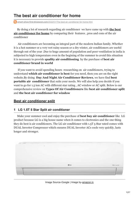 Air Conditioner Basics | PPTX | Home Appliances | Home & Garden
