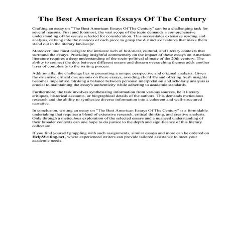 The Best American Essays Of The Century | PDF