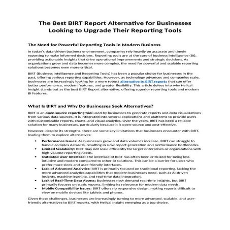The Best BIRT Report Alternative for Businesses Looking to Upgrade ...