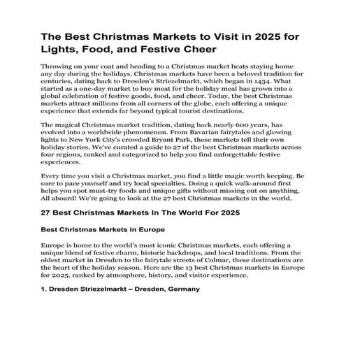 The Best Christmas Markets to Visit in 2025 for Lights, Food, and ...