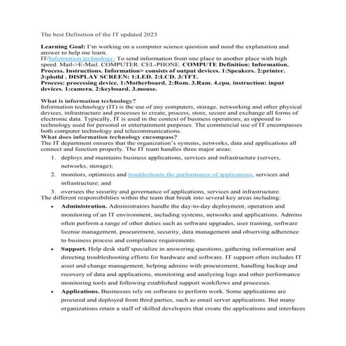 The best Definition of the IT updated 2023 document 5.docx | IT and ...