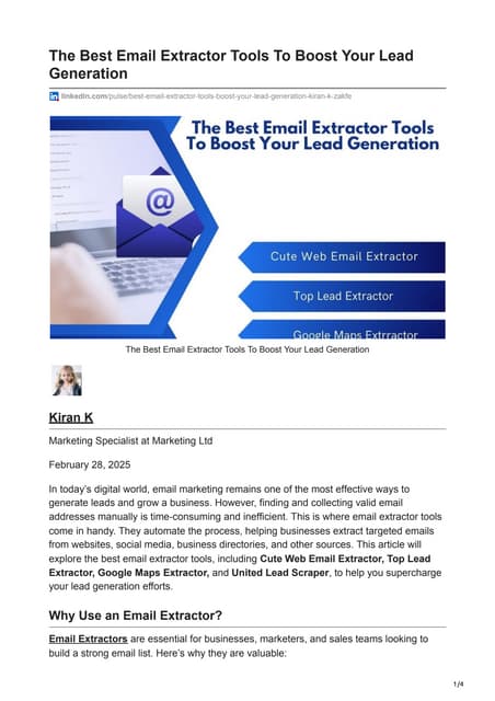 Top Email Extractor tools in the 2024.pptx | Email | Internet