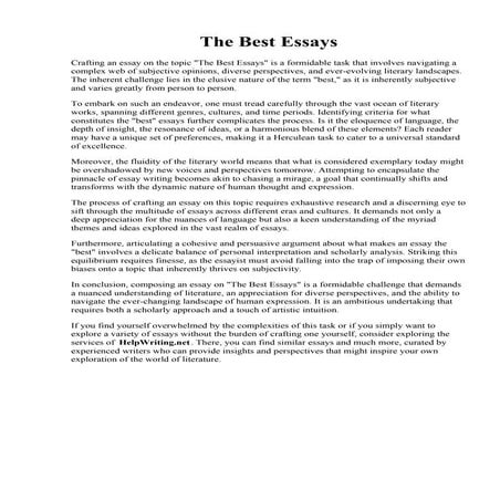 The Best Essays | PDF