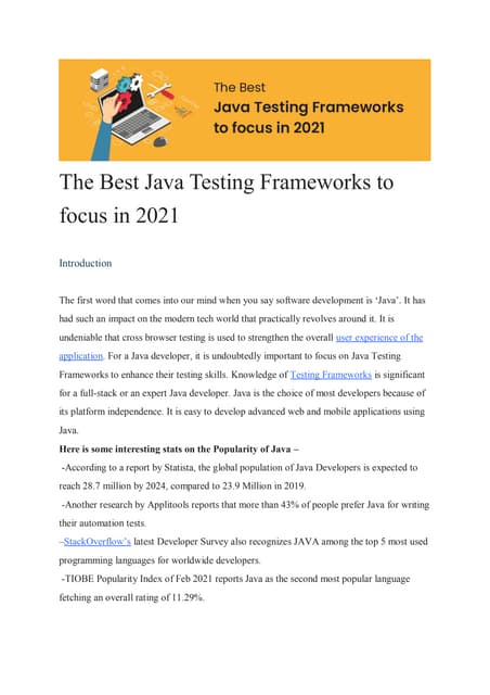 The Best Java Testing Frameworks To Focus In 2021 Pdf