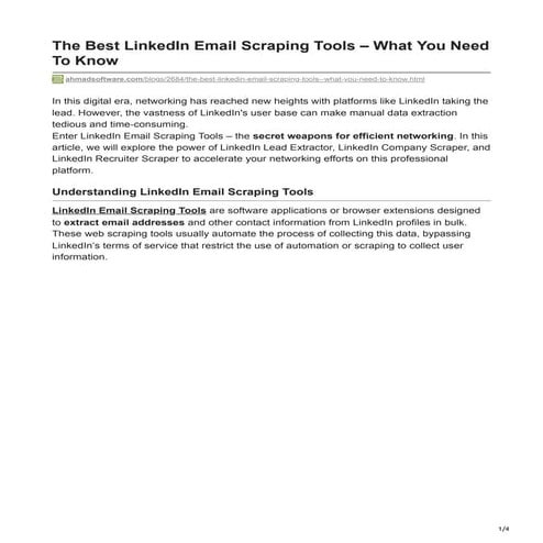 The Best LinkedIn Email Scraping Tools What You Need To Know.pdf | Social Networking | Internet
