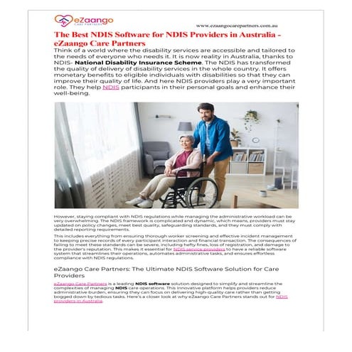 The Best NDIS Software for NDIS Providers in Australia-eZaango Care Partners | PDF