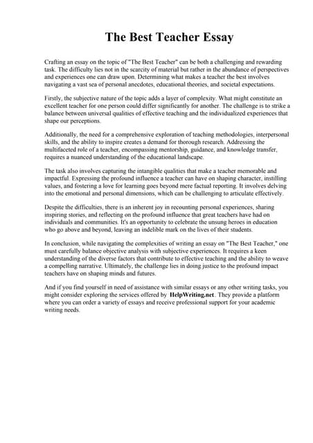 Favourite Teacher Essay.pdf | Homework and Study | Education