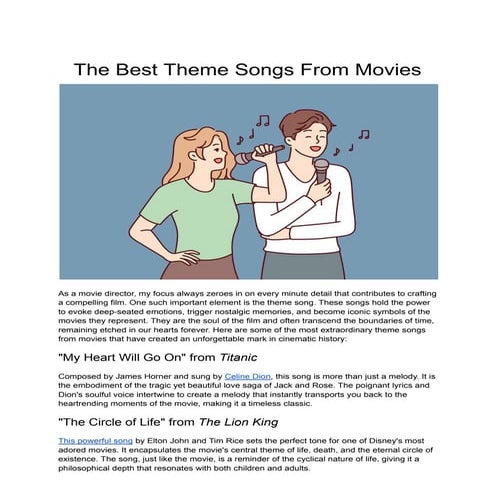 The Best Theme Songs From Movies - Mark Murphy Director | PDF
