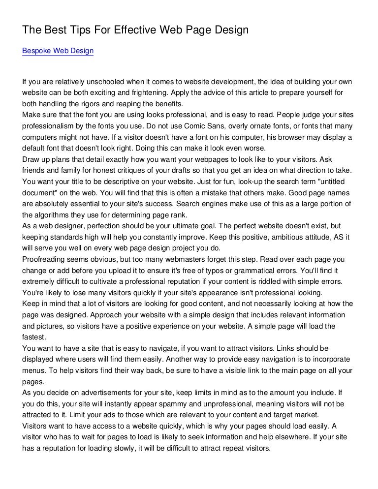 The Best Tips For Effective Web Page Design