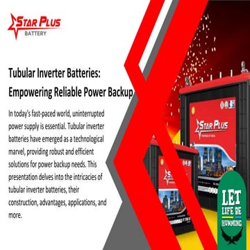 The Best Tubular Inverter Batteries in Nigeria - Star Plus Battery | PPT