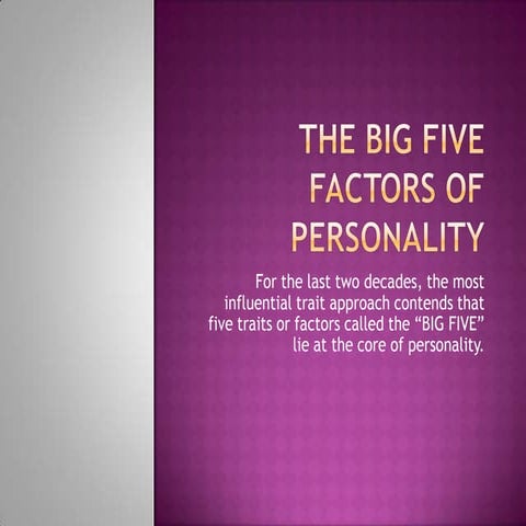 The big five factors of personality | PPT