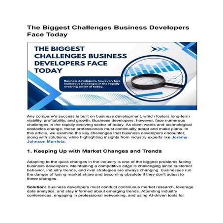 Jeremy Johnson Murrieta on the Biggest Challenges Business Developers Face Today | PDF