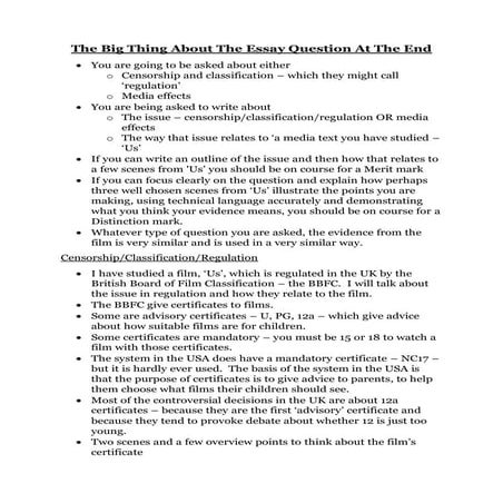The big thing about the essay question at the end | PDF
