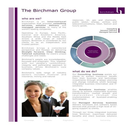 The Birchman Group Corporate Overview En | PDF