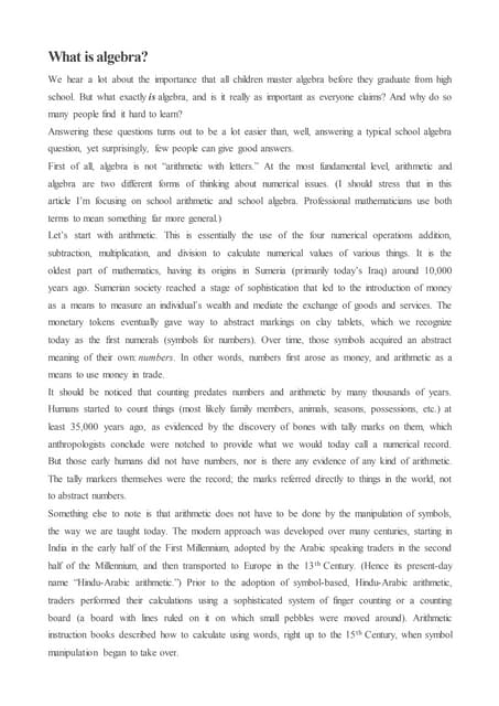 Introduction to algebra | PPT