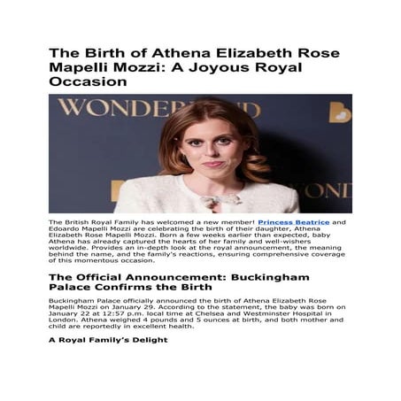 The Birth of Athena Elizabeth Rose Mapelli Mozzi_ A Joyous Royal ...