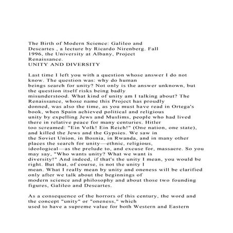 The Birth of Modern Science Galileo andDescartes , a lectur.docx