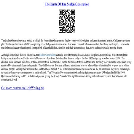 Stolen Generation | PPS