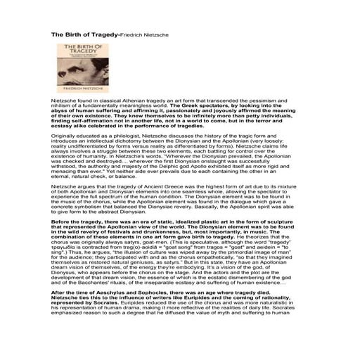 The Birth of Tragedy | DOCX