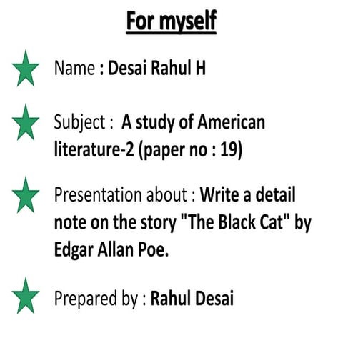 "The black cat" by Edgar Allan Poe. | PPTX