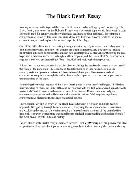 Black Death Essay. ATS Institute of Technology | PDF